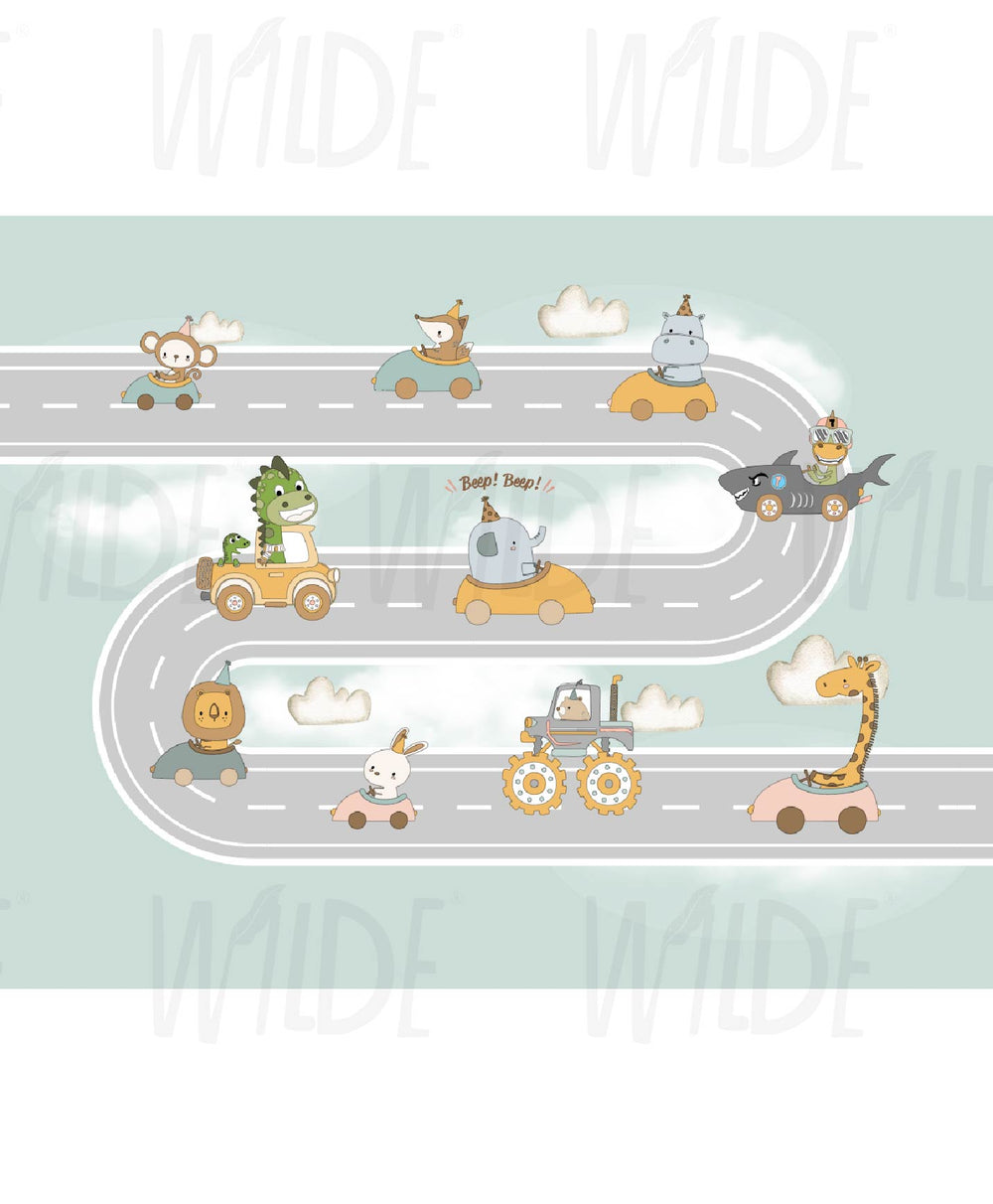 Drive through Clouds, Dreamy Kids Wallpaper – Wilde Pattern Company